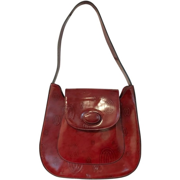 Cartier | Bags | Cartier Monogram Burgundy Leather Shoulder Bag | Poshmark
